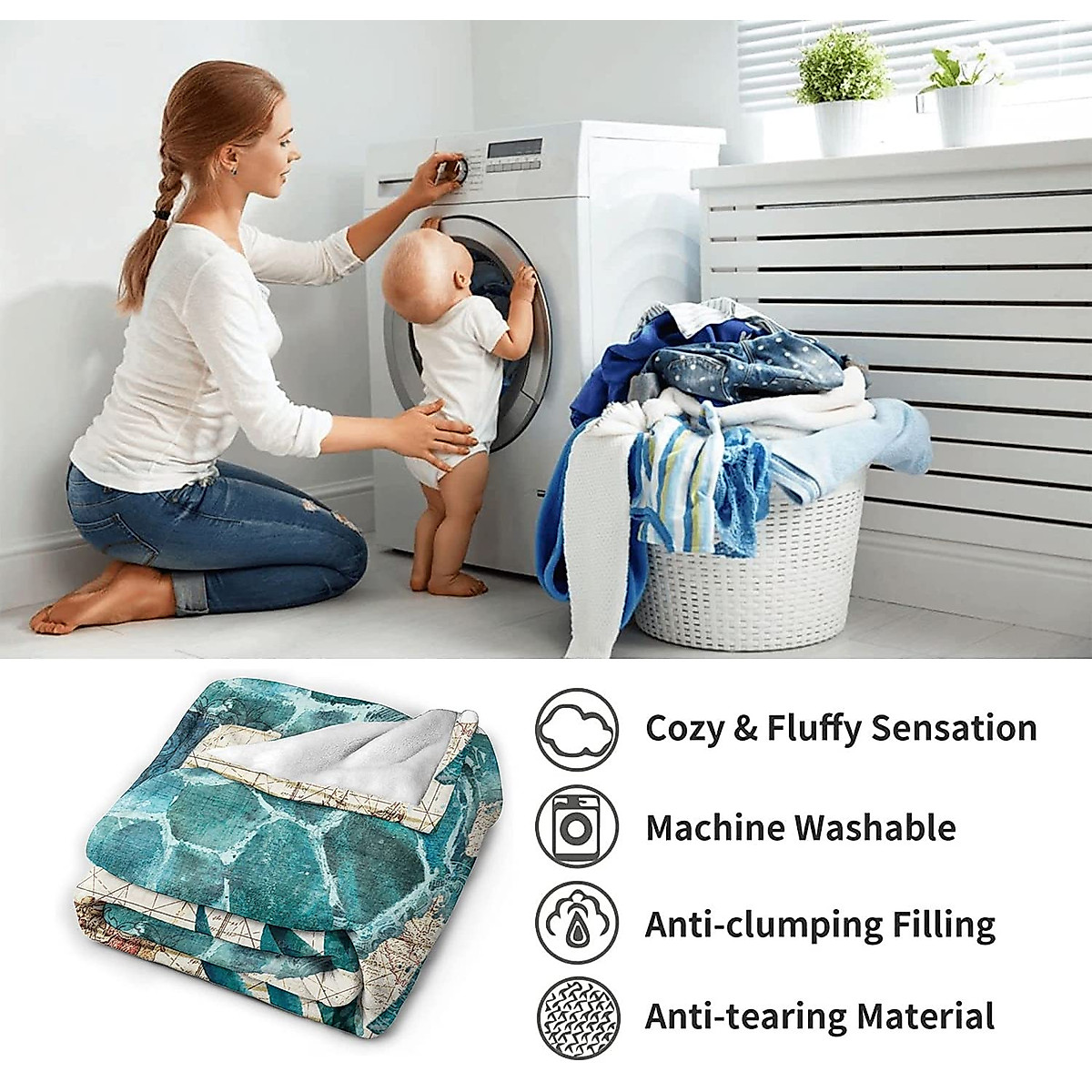 Sea Ocean Turtle Flannel Fleece Throw Blanket Lightweight Soft Warm Cozy Plush Blanket for Couch Sofa Bedroom Decorations 50"x60"