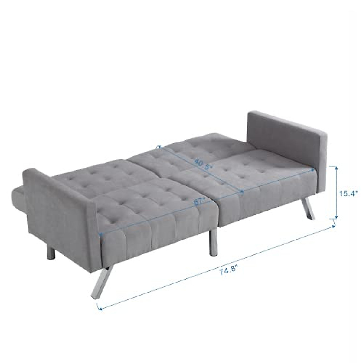 AnwickNomo Futon Sofa Bed,Recliner Couch,Convertible Folding Lounge Couch Loveseat Sleeper Sofa with Armrests, Small Love Seat for Living Room Office Reading Room,Bedroom Furniture Set (Light Grey)