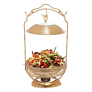 Round Chafers for Catering, Chafing Dish Buffet Set, Chafers and Buffet Warmers Sets with Hanging Cover for Parties, Events, Wedding, Camping, Dinner, 8.45QT, 201 Stainless Steel