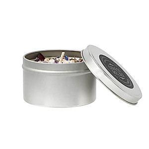 Stress Relief Candle by New Moon Beginnings - Lavender Scented Candle - Dried Flower & Crystal Candles - All Natural Essential Oil Soy Candle (8 Ounce Round Tin)
