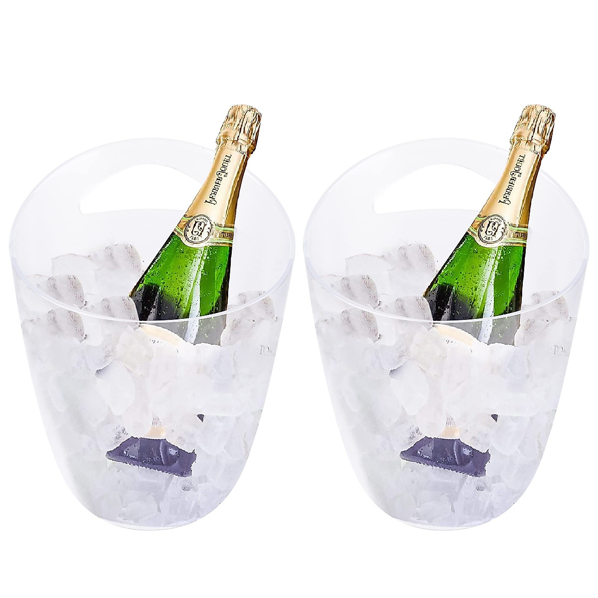 Nicunom 2 Pack Acrylic Ice Bucket, 3.2 L Wine Bucket Food Grade Storage Tub for Drinks and Parties Frosted Clear Tub Perfect for Wine, Champagne or Beer Bottles