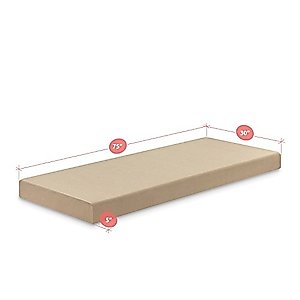 Zinus SmartBase Zero Assembly 14 Inch Bed Frame / Mattress Foundation (No Box Spring Needed) - Narrow Twin & Memory Foam 5 Inch Cot Size / Narrow Twin Mattress