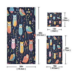 Flradish Cute Owls Towels 3 Pack Bath Towels for Bathroom Set Soft Cotton Highly Absorbent Lightweight & Quickdry Towel Set 1 Bath Towel,1 Hand Towel,1 Washclothe