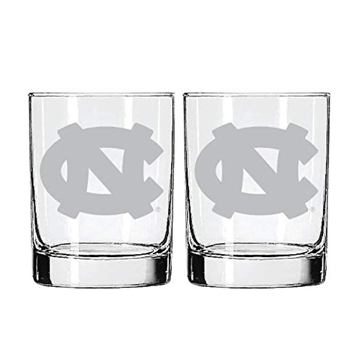 RFSJ North Carolina 2-Sided Etched Satin Finish Rocks Glass Set of 2, Clear, 16oz