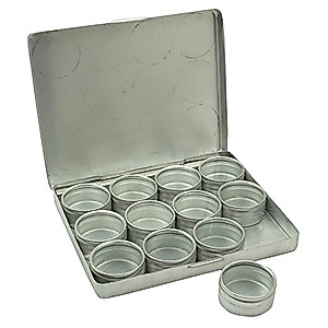12-Pieces Clear Top Round Aluminum Storage Container Set 1.5" Diameter Mini DIY Favour Boxes