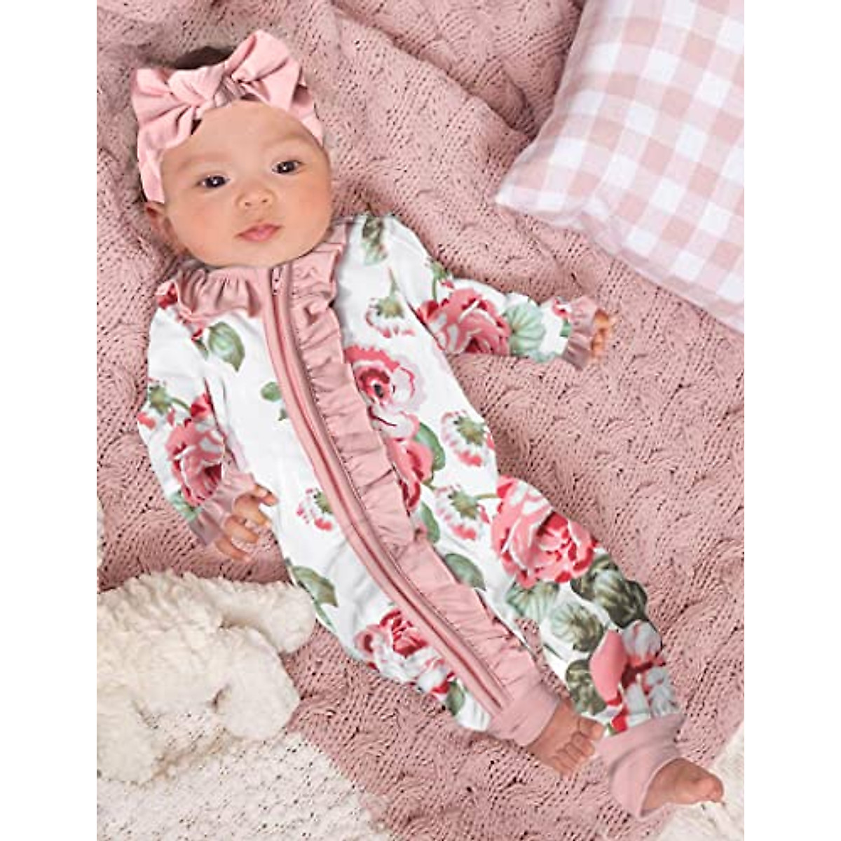 Baby Girl Clothes 0 3 Months Long Sleeve Onesies for Baby Girl Flowers Printed Baby Clothes for Girls 0-3 Months Baby Girl Clothes