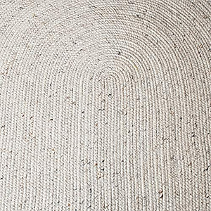 SAFAVIEH Braided Collection 4' x 6' Oval Beige/Ivory BRD903B Handmade Country Cottage Reversible Wool Entryway Foyer Living Room Bedroom Kitchen Area Rug