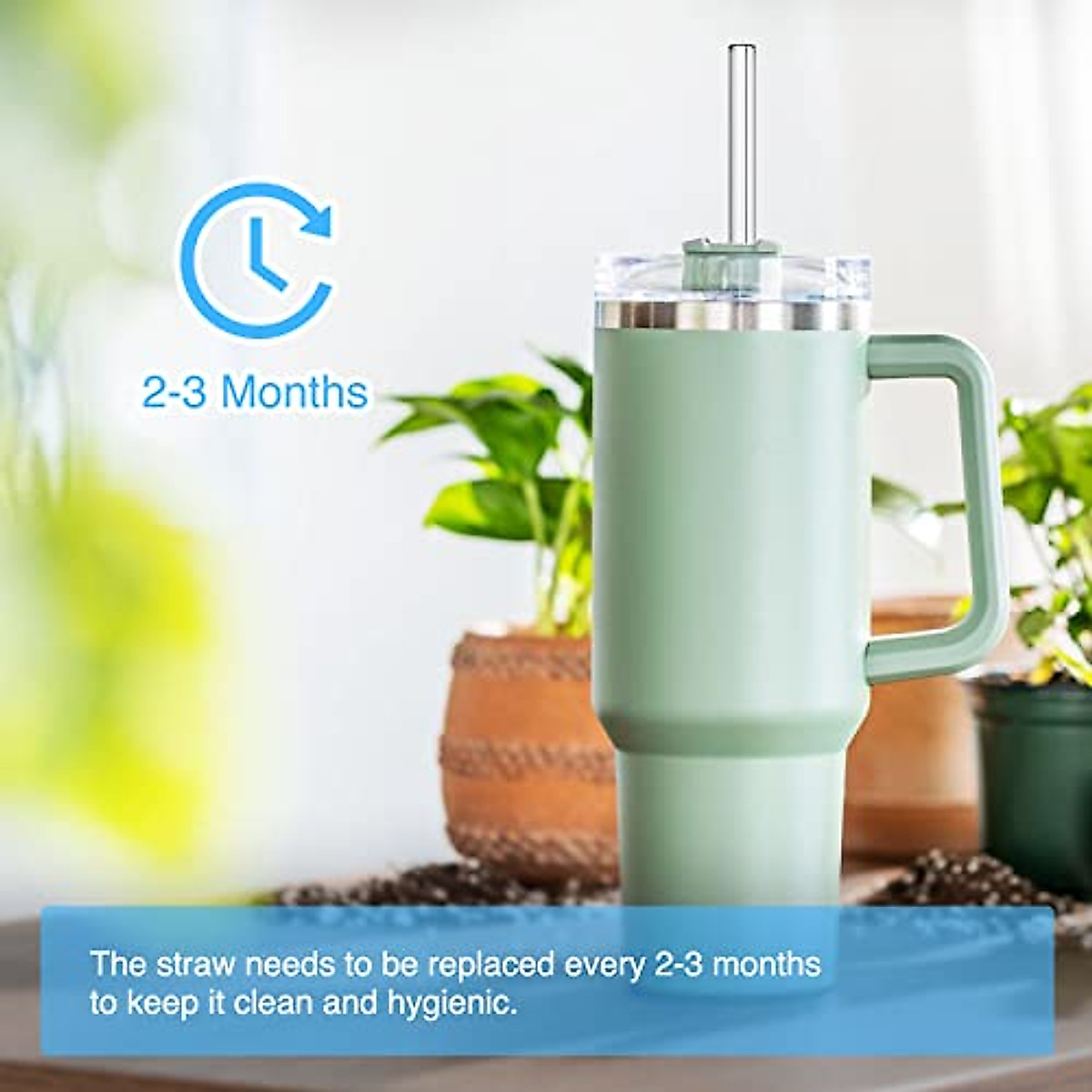 8 Pack Replacement Straws Compatible with Stanley Adventure Travel Tumbler, Reusable Plastic Straws with Cleaning Brush, Compatible with Stanley 40 oz Cup Accessories（12.5inch Long） (8 Pack)