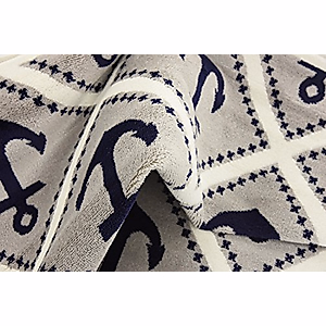 Unique Loom Metro Collection Modern Nautical Coastal Geometric Anchors Area Rug, for Kids, 5 ft x 8 ft, Light Gray/Ivory