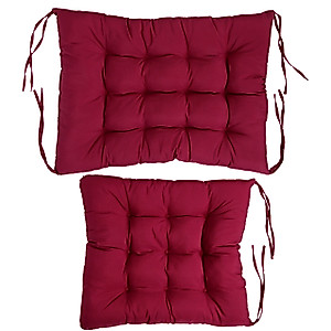 TRENTON Gifts 2-Piece Padded Rocking Chair Cushion Set - Comfortable Burgundy Seat and Back Pad Fits Most Rocking Chairs - Premium Quality Fabric