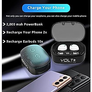 VOLT PLUS TECH Wireless V5.1 PRO Earbuds Compatible with Microsoft Lumia 532 IPX3 Bluetooth Touch Waterproof/Sweatproof/Noise Reduction with Mic (White)