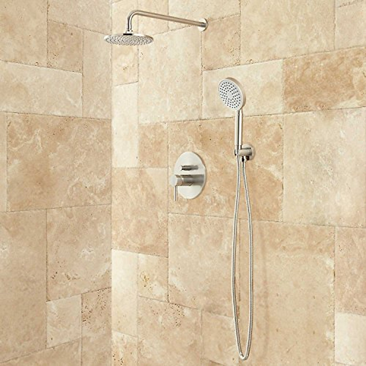 Signature Hardware 931419 Lattimore Shower System with Rainfall Shower Head and Hand Shower - Rough In Included