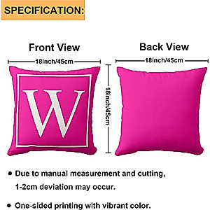 Personalized Throw Pillow Cover Covers 16 x 16 Pillow Case Customize Monogram on Hot Pink Throw Pillow Case Cushion Covers for Couch, Sofa and Chair