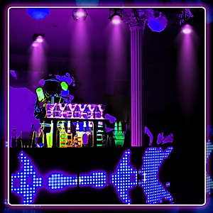 Wettal 12 Pcs Halloween Black Light Bulbs 10W LED Blacklight Bulb Blacklight Lamp E26/E27 Medium Base 100-240V, UVA Level 380-420nm, Glow in The Dark Party Supplies for Body Paint Fluorescent Poster