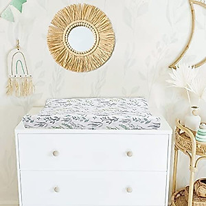 Diaper Changing Pad Cover, Soft Breathable Fabric Baby Stretchy Changing Table Pad Cover, Jersey Knit Changing Table Sheets for Boys and Girls, Green Leaf