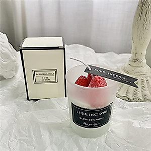 Scented Candle Strawberry Shape,120G Aroma Decorative Candle Gift in Glass Jar 12 Hours,Handmade Soy Wax Candle for Table Photo Prop Birthday,Prefect for Meditation Stress Relief Mood Boosting Bath