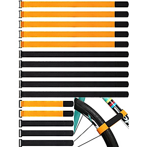 15 Pieces Bike Straps Adjustable Bike Rack Straps Reusable Bike Cinch Strap Replacement Bike Wheel Stabilizer Straps Bike Accessories for Transporting Bikes, 1 x 23.6 Inch, 1 x 11.8 Inch