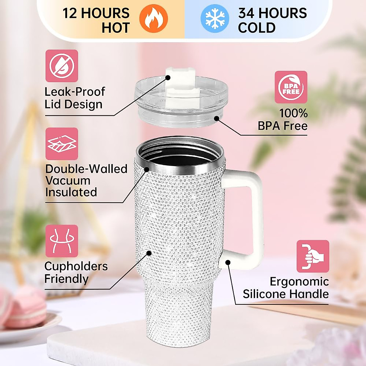 Rivocoda Taylor Gifts Merch, 40 oz Tumbler with Handle and Straw Lid, Leakproof Insulated Tumbler for Music Lovers, Friendship Birthday Gifts for Girls