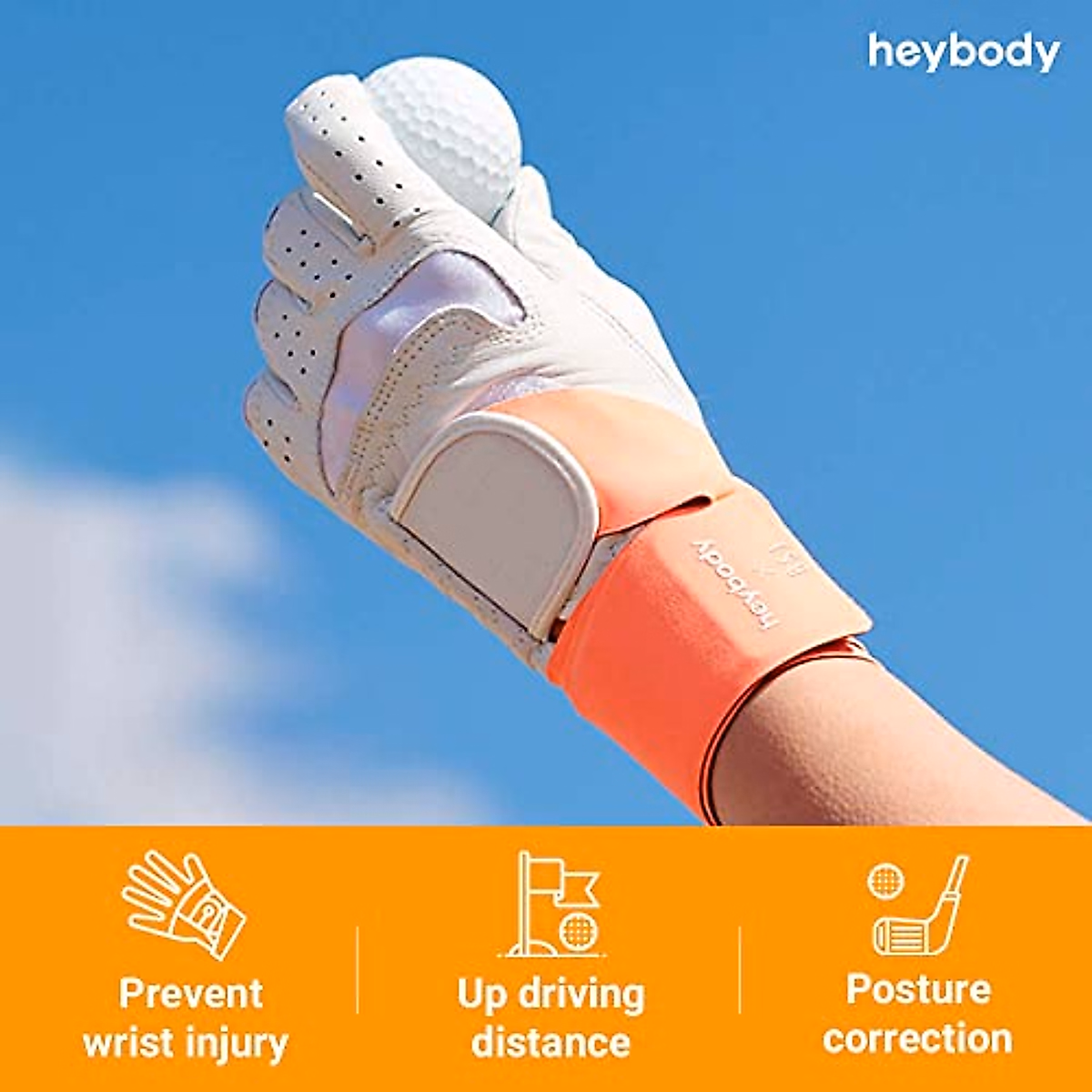 heybody Slim Air Golf Wrist Support Strap (Gray) | Golf Wrist Brace for Carpal Tunnel | Golf Training Equipment | Wrist Pain Relief Injury Prevention | Comfortable Fit Elastic Material