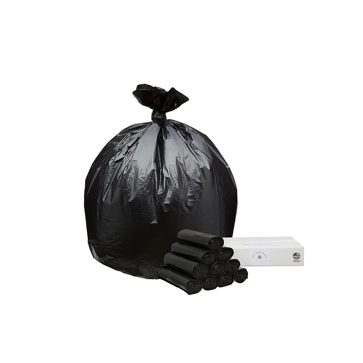 Top Knot Bags 45 Gallon Garbage Trash Bag 40X46" 1.5 Mil Black 100 Count Can Liner Bulk 40 Gallon 41 Gallon 42 Gallon 43 Gallon 44 Gallon Made in USA