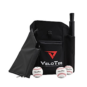 VeloTee | Home Plate Baseball & Softball Bat Bag | Softball and Baseball Coaches Bag | Baseball Bucket Backpack with Built in Batting Tee