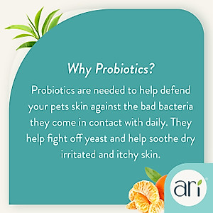 Ari Probiotic Deodorizer Spray for Dogs (8 oz) – Green Tea & Mandarin Scent – pH-Balanced, Long-Lasting Freshness, Sulfate-Free, Gentle for All Breeds