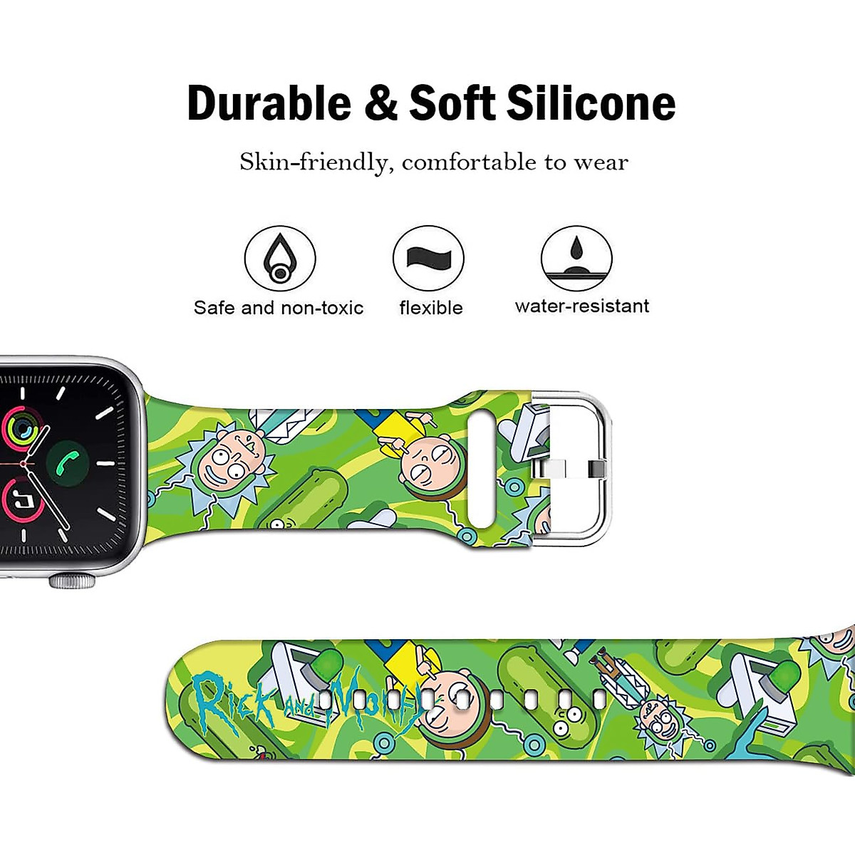 Sjiangqiao Compatible with Apple Watch Band Rick and Morty 38mm 40mm 41mm Soft Silicone Magic Fancy Strap Compatible with iWatch Series SE 9 8 7 6 5 4 3 2 1 Kids Men Women