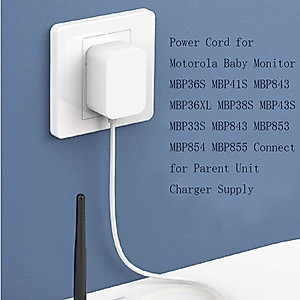 Power Cord for Motorola Baby Monitor MBP36S MBP41S MBP843 MBP36XL MBP38S MBP43S MBP33S MBP843 MBP853 MBP854 MBP855 Connect for Parent Unit Charger Supply
