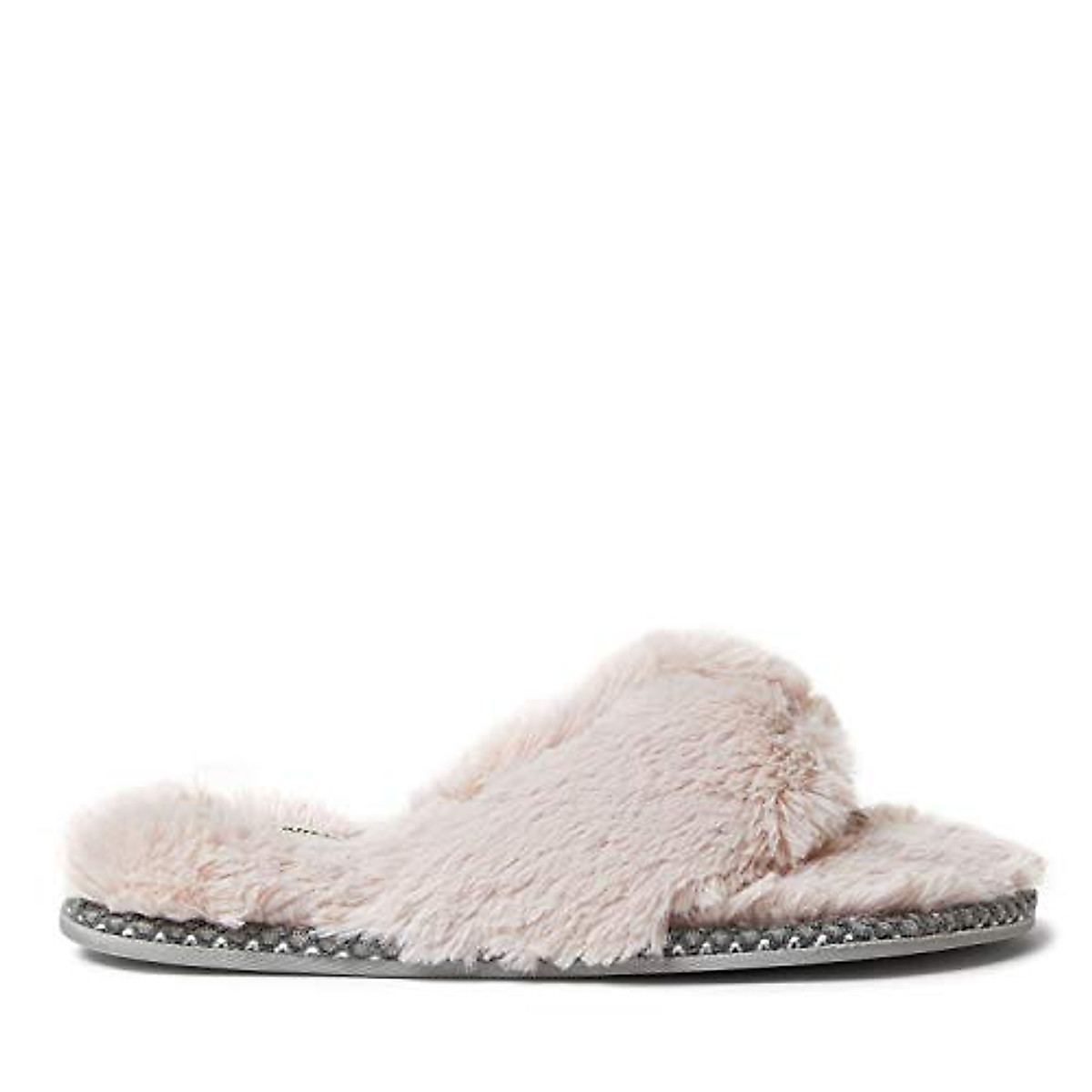 Dearfoams womens Marie Furry Thong Slipper, Dusty Pink, Large US