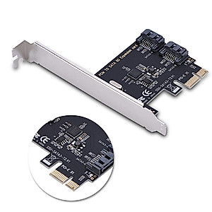 PUSOKEI SATA 3.0 2Port PCIe Controller Card,PCI Express to SATA III 6Gbps with Fixed Brackets,Plug and Play