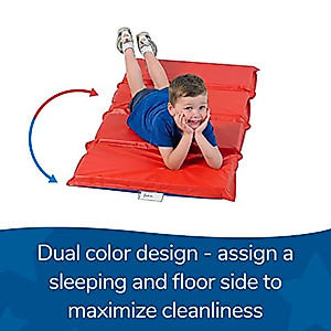 Children's Factory, CF400-509RB, Angels Rest 2" Toddler Nap Mat, Red-Blue, 4 Section Classroom Sleeping Mat, Kids Daycare or Preschool Waterproof Mat
