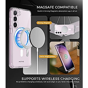 MOTIVE for Samsung Galaxy S23 Plus Magnetic Case, Compatible with MagSafe, [Never Yellowing Clear Case] Transparent Slim Shockproof, Protective Phone Case (6.6") | Crystal Series
