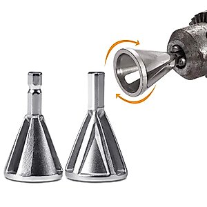 MEW 2PCS Deburring External Chamfer Tool, Grinding Angle Trimming Tool for Chuck Drill Bit (Triangular Handle Chamfer and Hexagonal Handle Chamfer)