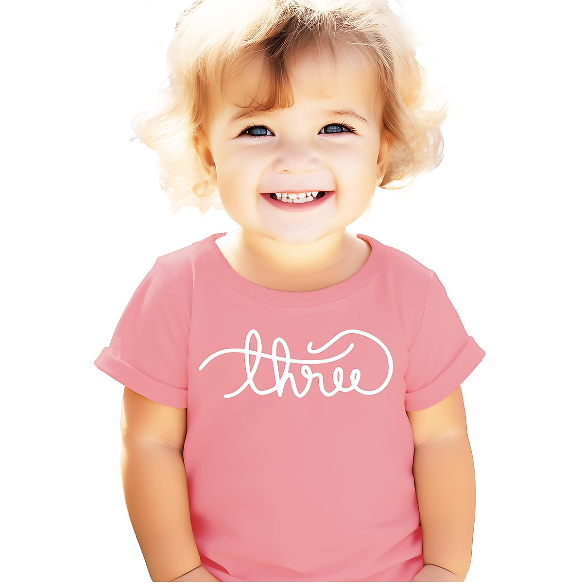 Olive Loves Girls Cursive Three Shirt for Toddler Girls 3rd Birthday Outfit Mauve Shirt