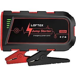 LOFTEK Portable Car Battery Jump Starter (Up to 7.0L Gas or 5.5L Diesel Engine), 12V Power Pack Auto Battery Booster with Built-in LED Light, Red