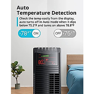 Tower Fan, 36”Oscillating Bladeless Fans with Remote, Quiet Cooling, 3 Modes, Multiple Speed Settings,12H Timer, LED Display with Auto Off,Black Portable Floor Fan for Bedroom Living Rooms Office