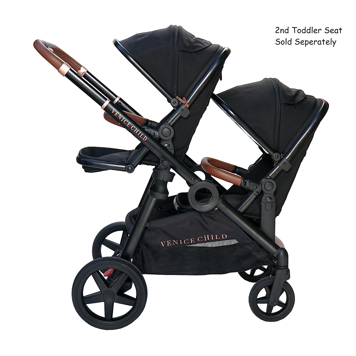 Venice Child Maverick - Single to Double Modular Stroller - Front or Rear Facing Toddler Seat & Car Seat Adapter, (Package 1, Eclipse Black)