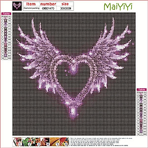 MaiYiYi Love Wings Paint with Diamonds 5D Full Round Diamond Painting Angel Love Wings Crystal Diamond Painting Set Diamond Painting Dots Art for Adult Kids Wall Art Decor (30X30 CM)