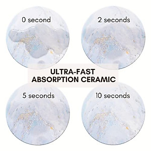 Coasters Set of 6 with Holder, Coffee Table Decor, Coasters for Drinks, Coasters Coffee Table, Coaster Set, Marble Coasters, Drink Coasters, Stone Coasters for Drinks Absorbent…