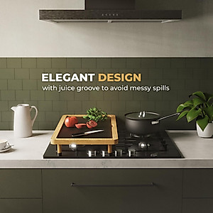 Prosumer's Choice Bamboo Stove Top Cover Board - Stylish and Versatile Wooden Stove Cover with Adjustable & Removable Feet, Large Cutting Area - Ideal for Kitchen Use - 3"H x 21.5"L x 11"W