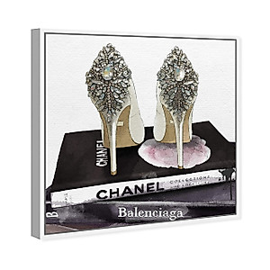 The Oliver Gal Artist Co. Fashion and Glam Framed Wall Art Canvas Prints 'My Trophies' Shoes Home Décor, 30 in x 30 in, Black, Gray