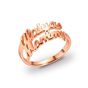 Ayafee Gold Name Rings Personalized for Women 10K 14K 18K Gold Custom with Any Name Rings for Her - Style A