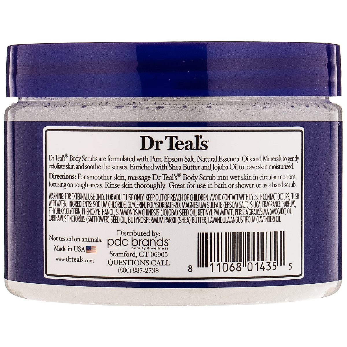 Dr Teal's Pure Epsom Salt Body Scrub, Soothe & Sleep with Lavender Essential Oils, 16 oz