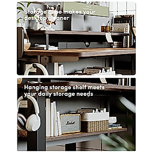 BANTI 48"x24" Standing Desk Adjustable Electric Height with Monitor Stand, Double Storage Shelves Stand Up Desk, Home Office Workstation Sit Stand up Desk (Rustic Brown)