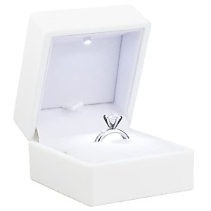 Noble Ring Box with Light - Unique LED Engagement Ring Box for Proposal Ring or Special Occasions (White)