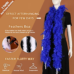 FeelfunFeather Blue Chandelle Turkey Feather Boa 2 Yards 45g for DIY Craft Wedding Party Dancing Concert Halloween Christmas Costume Home Decoration