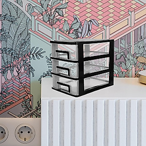 VANZACK Plastic Organizers and Storag, 3-Drawer Desktop Storage Unit Plastic Drawer Storage Container for Home, Office, Bathroom Storage Cabinet