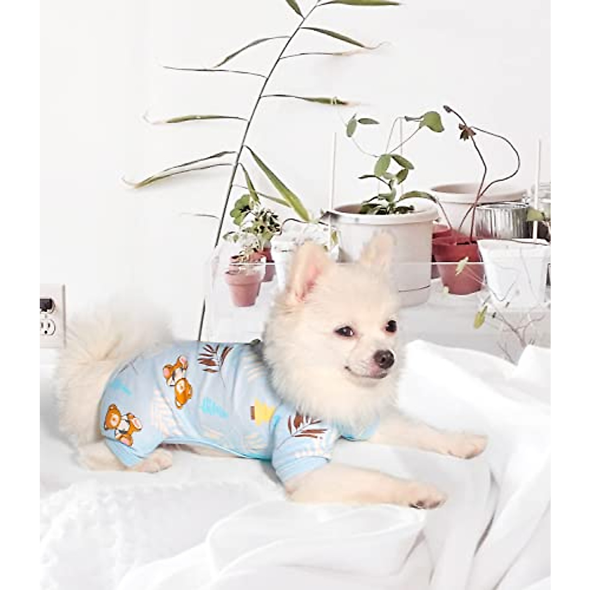 Topkins Dog Pajamas, Breathable Dog Pjs 4 Legs Dog Shirts, Soft Puppy Pajamas for Small Medium Sized Dogs (2 Pieces)