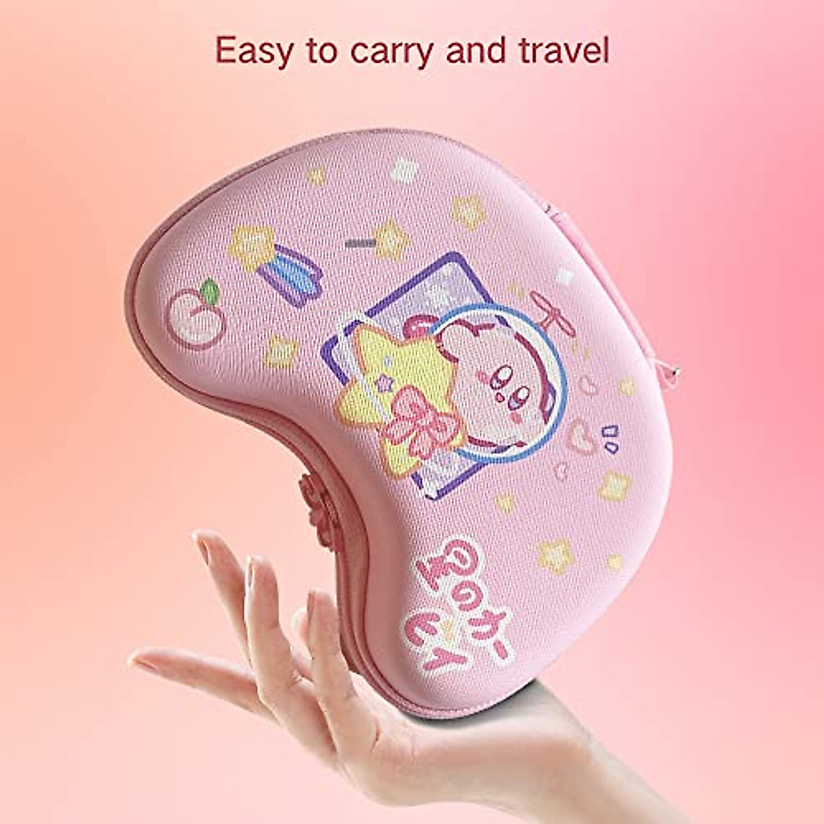 PERFECTSIGHT Carrying Travel Storage Case Compatible with Switch Pro Controller, PS5/ PS4 Controller, Xbox Controller, Portable Compact Hard Shell Protective Cover Bag for Kirbi Fans