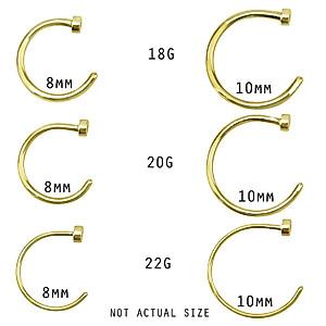FIFTH CUE Gold Tone Flat Disc Nose Hoop 316L Surgical Steel Ring (20GA | 6MM | New XSmall!)